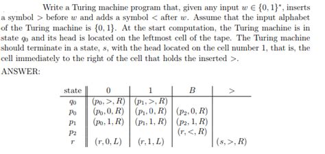 Solved Write A Turing Machine Program That Given Any Input