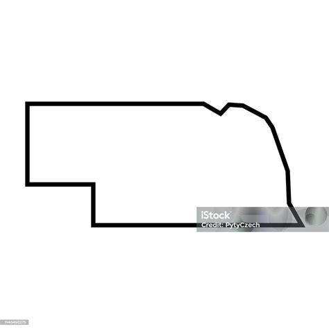 Nebraska Black Outline Map State Of Usa Stock Illustration Download