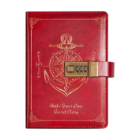 Lockable B6 Leather Password Notebook Secure Diary With Key For
