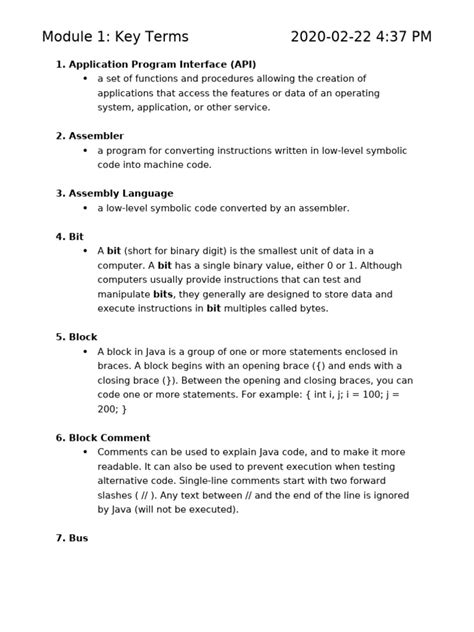 Introduction To Java Key Terms Pdf Java Virtual Machine Java