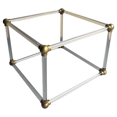 Square Solid Brass Profile Architectural Base Rectangular Coffee Table
