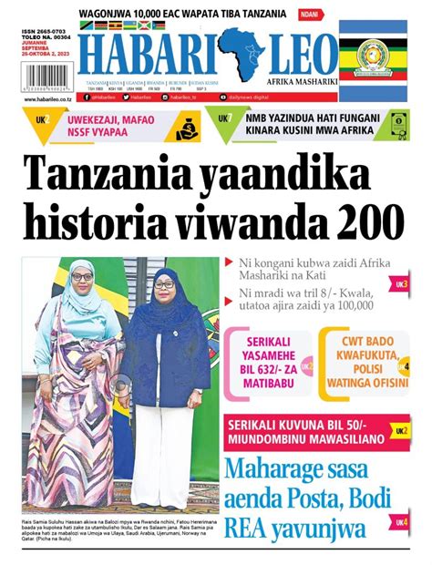 Yasemavyo Magazeti Ya Leo Septemba 26 2023 Habari Mpya Leo 2026 Green