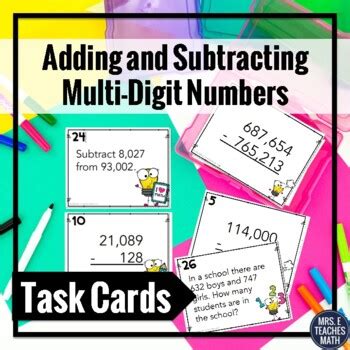 Adding And Subtracting Multi Digit Numbers Task Cards NBT TpT