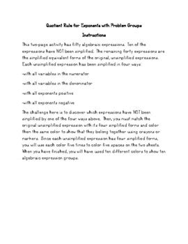 Quotient Rule For Exponents Algebra Simplifying Expressions Distance Learning