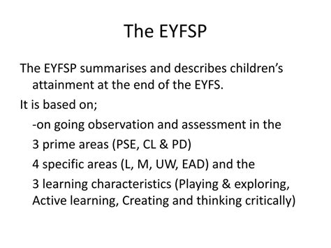 Ppt Early Years Foundation Stage Profile Eyfsp Powerpoint