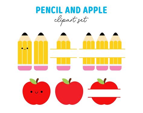 Teacher Png Clipart Cute Apple And Pencil Clipart Back To School