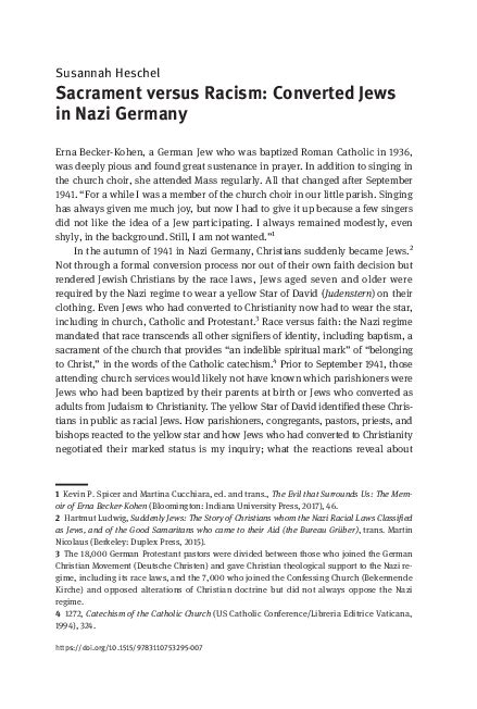 Pdf Susannah Heschel “sacrament Versus Racism Converted Jews In