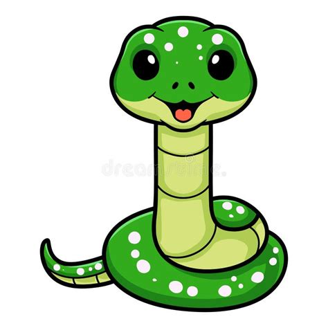 Cute Green Tree Python Cartoon Stock Vector Illustration Of Kawaii