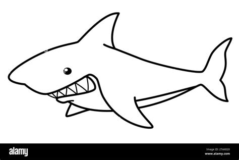Shark Black And White Cartoon Vector Illustration Stock Vector Image