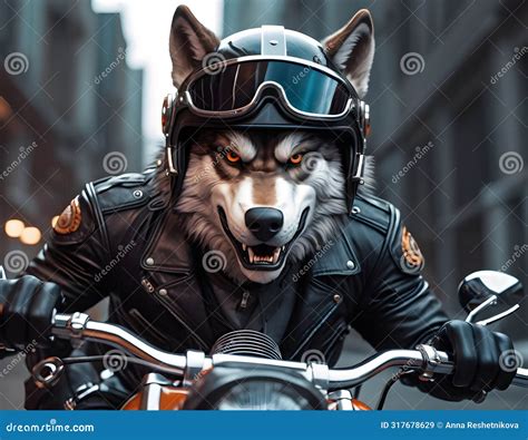 A Wolf In A Leather Jacket On A Motorcycle Artificial Intelligence