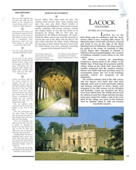 Lacock Wiltshire Vintage Walking Route And Map Circa 1991 49 50 Eur 414