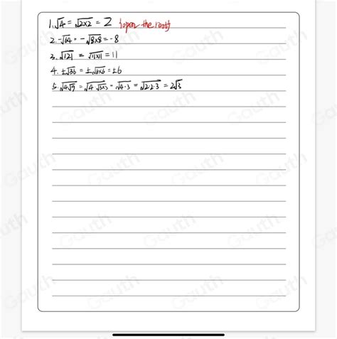 Solved Activity I Find My Roots Find The Following Square Roots Answer The Questions That