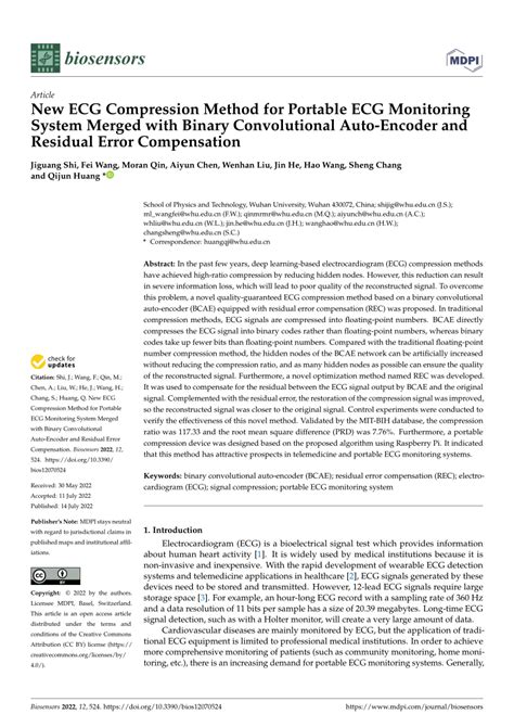 Pdf New Ecg Compression Method For Portable Ecg Monitoring System Merged With Binary