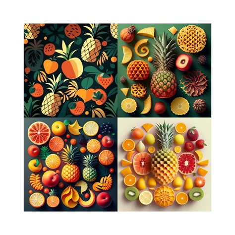 Fruit Patterns With Apples Oranges And Pineapples Etsy