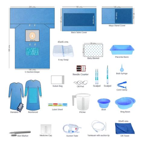 C‑section Procedure Pack Sterile Cesarean Surgical Kit Surgeine