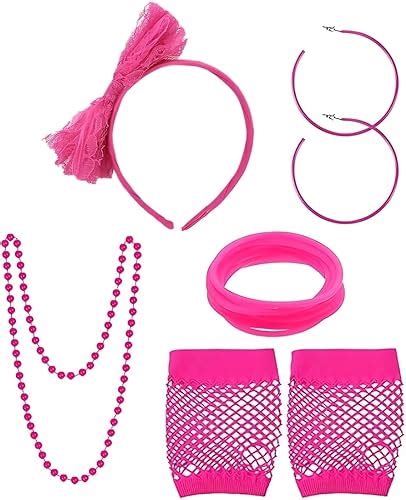 5 Accesorios De Neón De Los Años 80 Diadema De Encaje Aretes De Neón