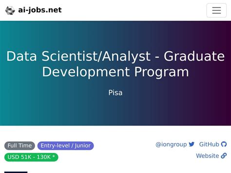 Hiring Data Scientistanalyst Graduate Development Program In Pisa