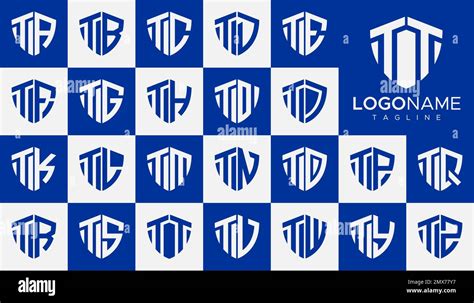 Set Of Shield T Letter Logo Design Vector Simple Security T Logo