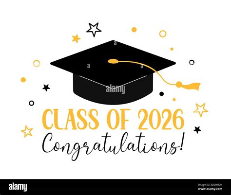 Class Of 2026 Congratulations Graduation 2026 Greeting Card Poster Vector Flat Illustration