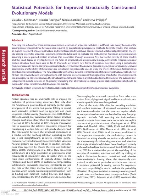 Pdf Statistical Potentials For Improved Structurally Constrained