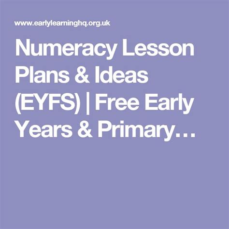 Numeracy Lesson Plans And Ideas