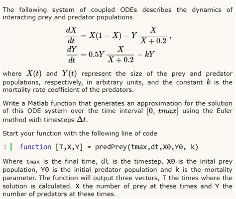 Solved The Following System Of Coupled Odes Describes The