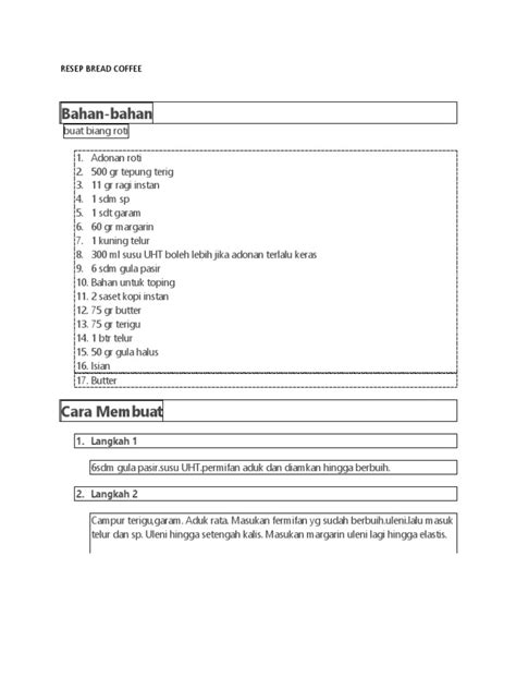 Resep Bread Coffee Pdf