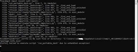 Python Pyinstaller Dash Could Not Locate Package Infojson Stack Overflow