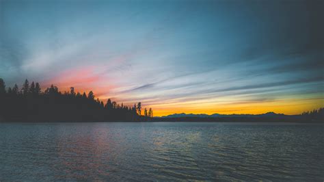 2048x1152 Resolution Sea Sunset Trees 2048x1152 Resolution Wallpaper