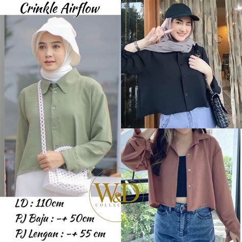 Jual Kemeja Crop Kekinian Kain Crincle Airflow Shopee Indonesia