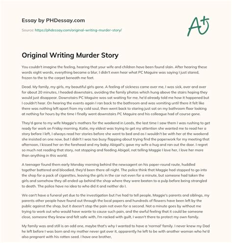 Original Writing Murder Story