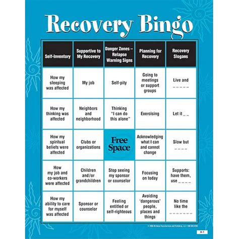 Recovery Bingo Adult Version