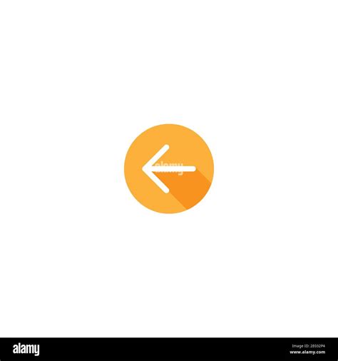 White Left Thin Arrow With Shadow In Orange Circle Flat Icon Isolated