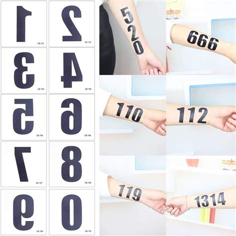 Glaryyears Arabic Numerals Digits Tattoos 50 Pack 5 Of Each Number