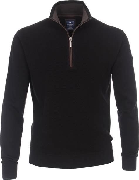 Redmond Heren Schipperstrui Katoen Met Rits Zwart Structuur Maat 4xl Bol