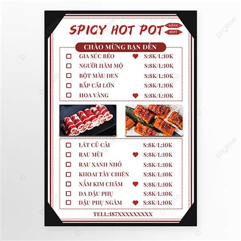 Spicy Hot Pot Restaurant Recommended Dishes Selection Menu Template