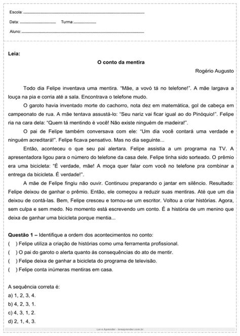 Atividades De Interpretação De Texto 6º Ano Para Imprimir