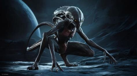 Premium Photo 3d Alien In A Crouch Position