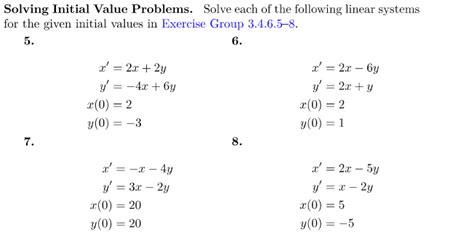 Solved Solving Initial Value Problems Solve Each Of The Chegg
