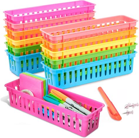 16 Pcs Classroom Storage Baskets Classroom Pencil Organizer Bins Plastic Book