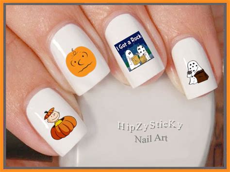 Halloween Nail Decals Charlie Pumpkin Head Ghost Trick Or Treat Nail