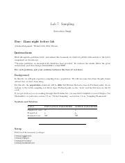 Singh Lab Pdf Lab Sampling Sarvodaya Singh Due Am Night Before Lab Acknowledgement