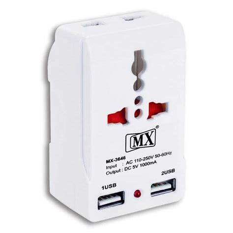 Mx Dual Usb Charger With Universal 2 Pin And 3 Pin 2 Way Pin Multiplug Socket Power Adapter 10a