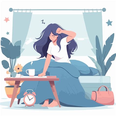 Ilustración De Una Persona Despertando Del Dormitorio Vector Premium