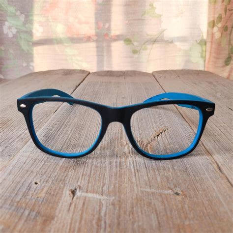 Square Black And Blue Glasses Frames Only Costumeravefestivalparty