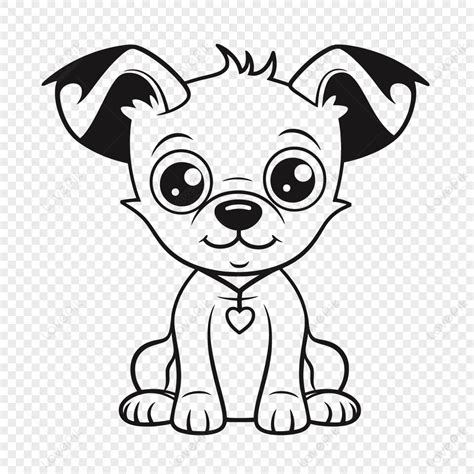 큰 눈과 큰 눈을 가진 만화 작은 개 색칠 페이지 만화 작은 개 개요 스케치 드로잉 벡터 Png 일러스트 무료 다운로드