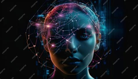 Premium Photo | Artificial intelligence a humanoid cyber human with a neural network thinks AI ...