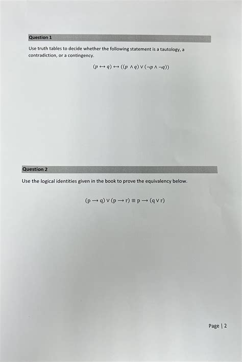 Solved Use Truth Tables To Decide Whether The Following Chegg