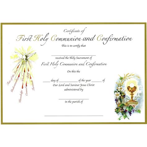 Certificate Combined Sacraments The Catholic Shop