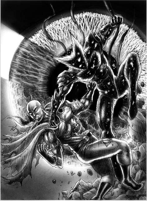 Saitama Vs Garou Cosmic Fear Mode One Punch Man One Punch Sketches